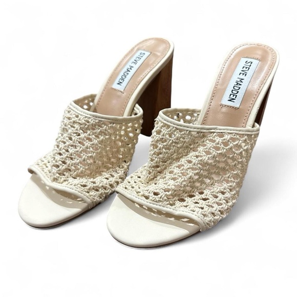 Steve Madden | Shoes | Steve Madden Cream Mules With Woven Design ...